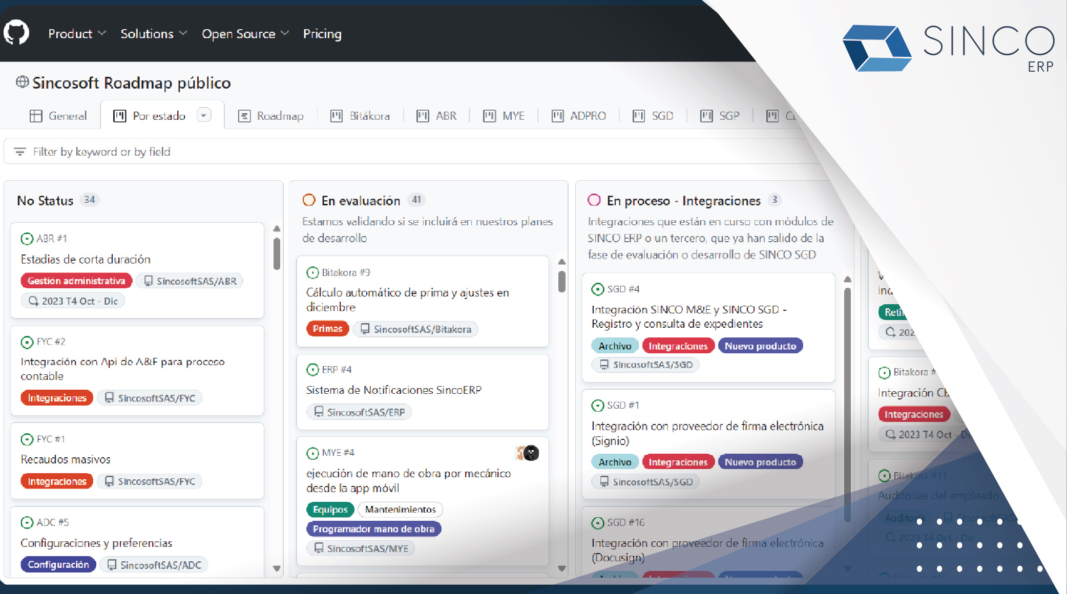 Ha llegado el Roadmap de SINCO ERP